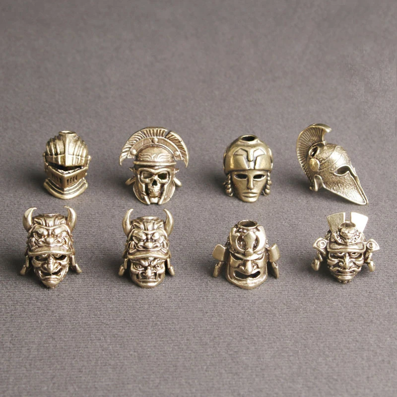 1Pc-Vintage-Brass-Samurai-Helmet-Knife-Beads-Woven-Lanyard-Small ...