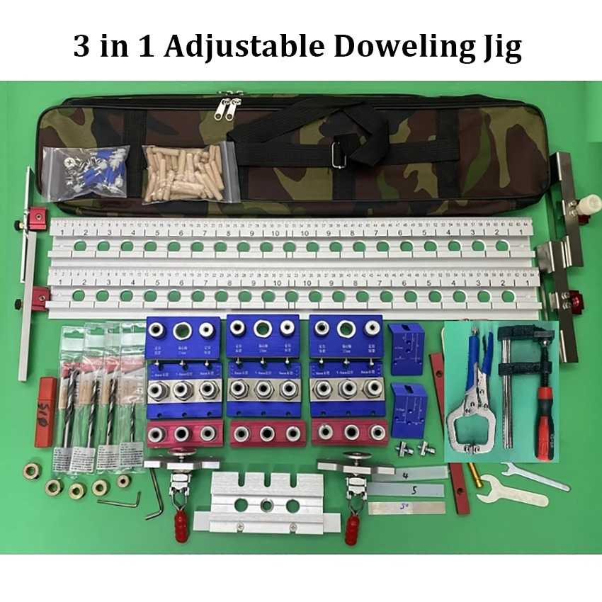 3 in 1 Adjustable Doweling Jig Pocket Hole Jig 65cm Ruler Drilling ...