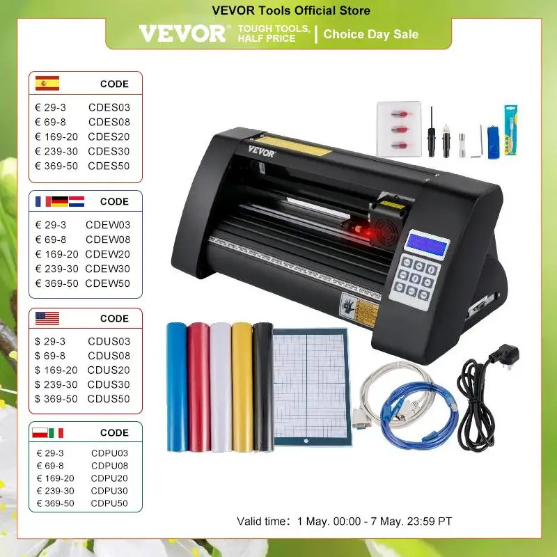 VEVOR-14Inch-Semi-Automatic-Vinyl-Cutter-Plotter-375mm-Cutting-Printer ...