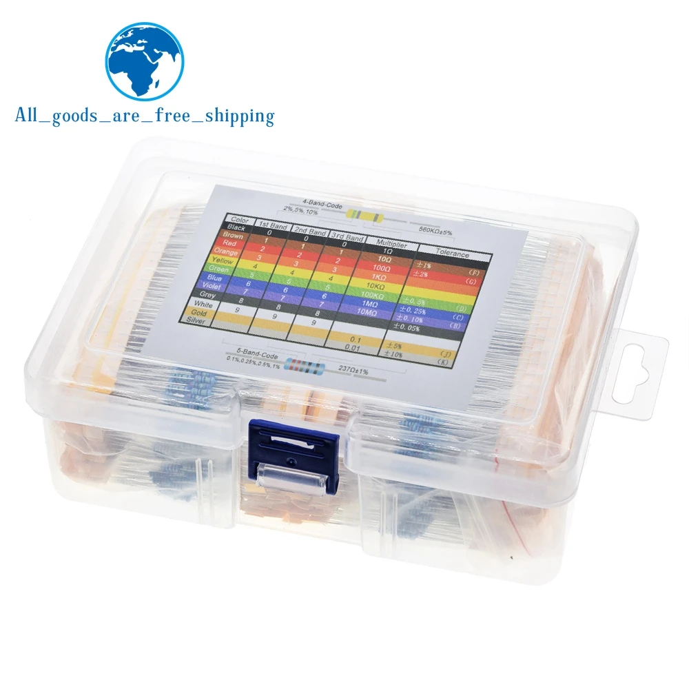 1PACK = 2600pcs/lot 130 Values 1/4W 0.25W 1% Metal Resistors Assorted ...