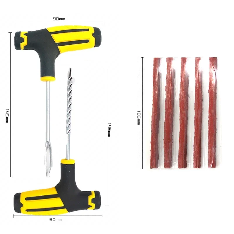 Car-Tire-Repair-Tools-Kit-with-Rubber-Strips-Tubeless-Tyre-Puncture ...