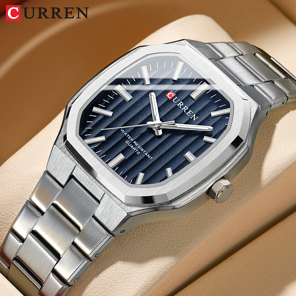 CURREN-Square-Casual-Men-s-Watches-Quartz-Clock-Stainless-Steel ...