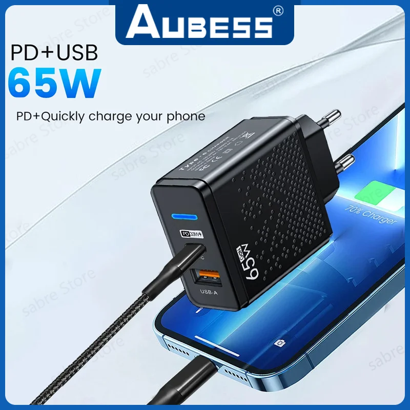 65w usb c carregador pd mudança rápida para iphone huawei xiaomi ...