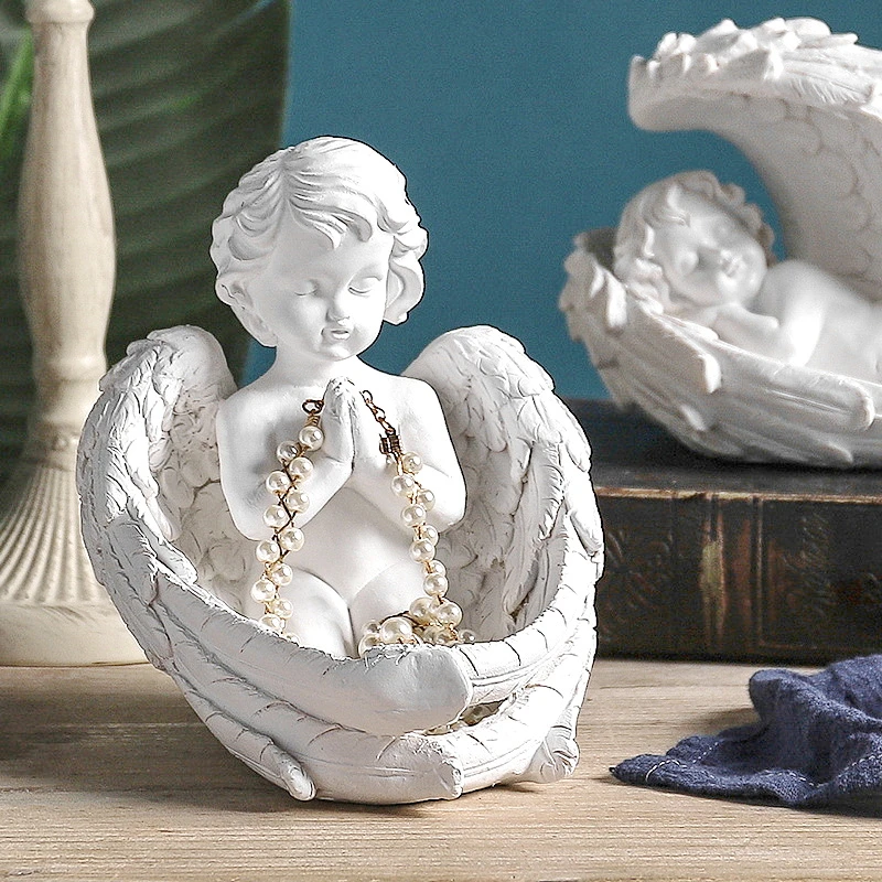 White Winged Angel Figurine for Home Decoration Objects Religion Prayer ...