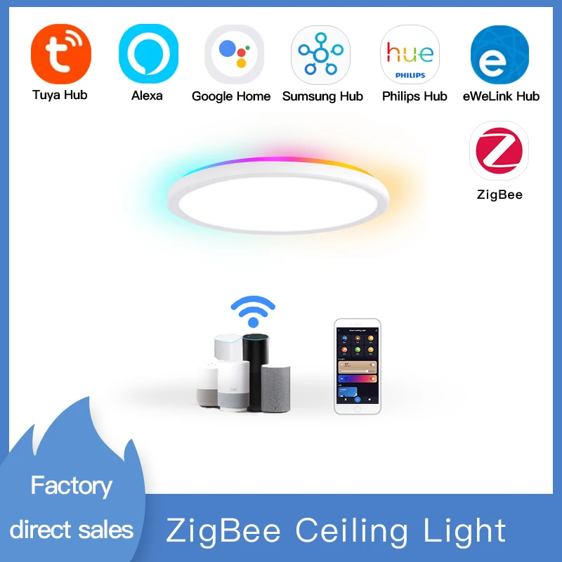 ZigBee-Tuya-Smart-Backlit-Ceiling-Light-With-Voice-Control-Standard-Hub ...