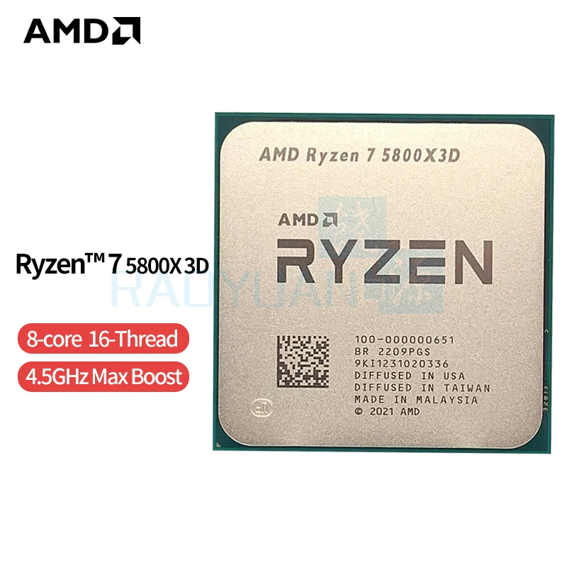 AMD Ryzen 7 5800X3D R7 5800X3D 3.4 GHz 8 코어 16 스레드 CPU 프로세서 7NM L3 ...