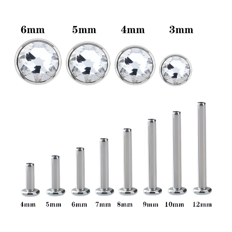 ASTM F136 Titanium CZLabret Lip Stud Cartilage Conch Flatback Earlobe ...