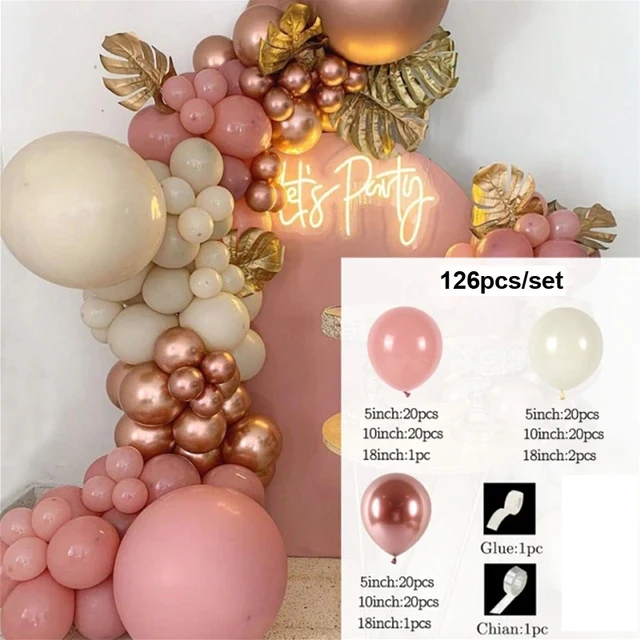 119pcs Dusty Pink Balloon Garland Arch Kit Bean Paste Retro Pink Peach ...