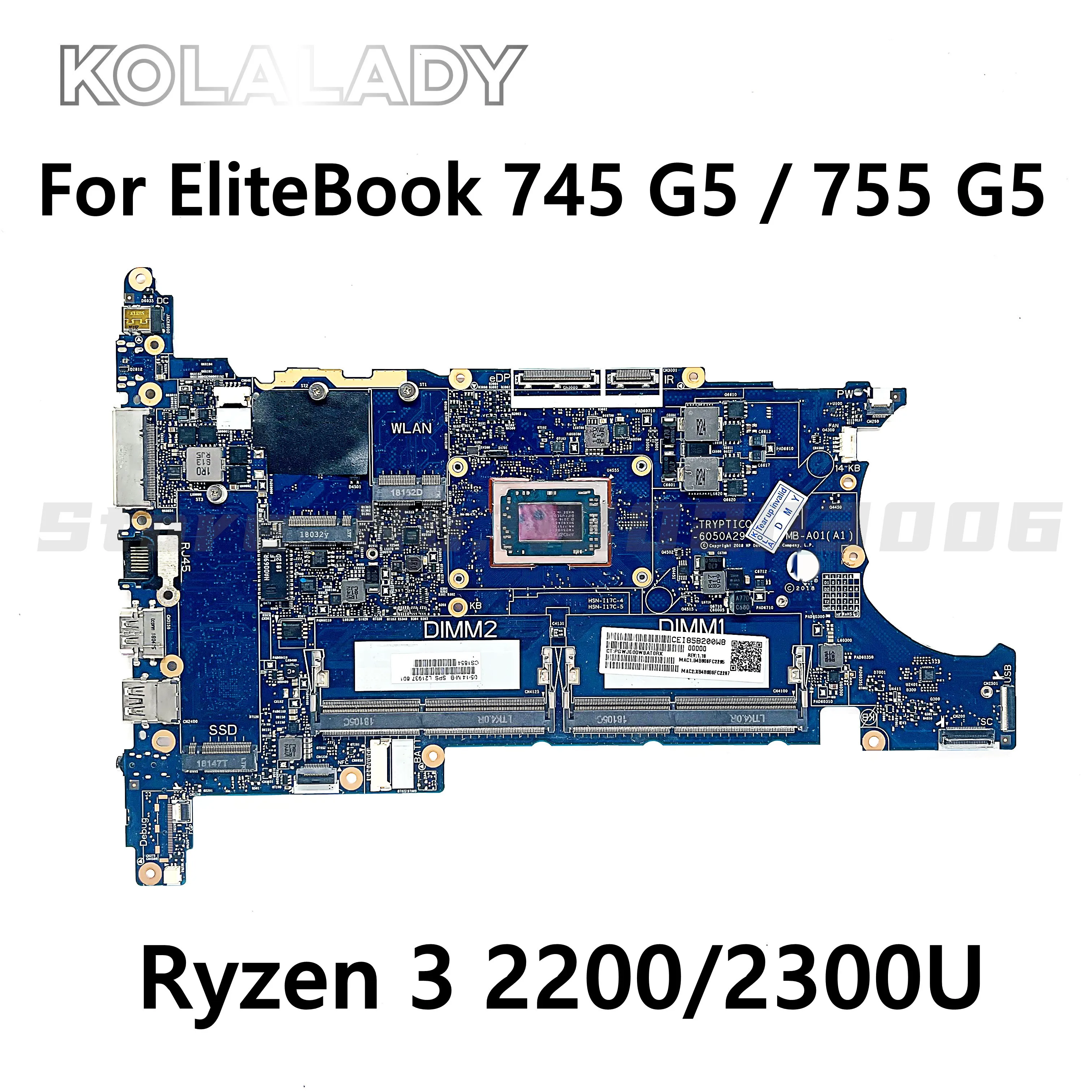 For HP EliteBook 745 G5 755 G5 Laptop Motherboard 6050A2945701-MB-A01 W ...