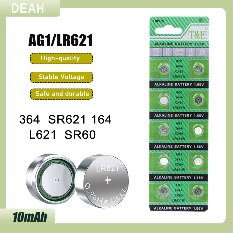10-50PCS AG1 LR621 364 164 531 SR621 1.55V Alkaline Battery SP364 SR60 ...
