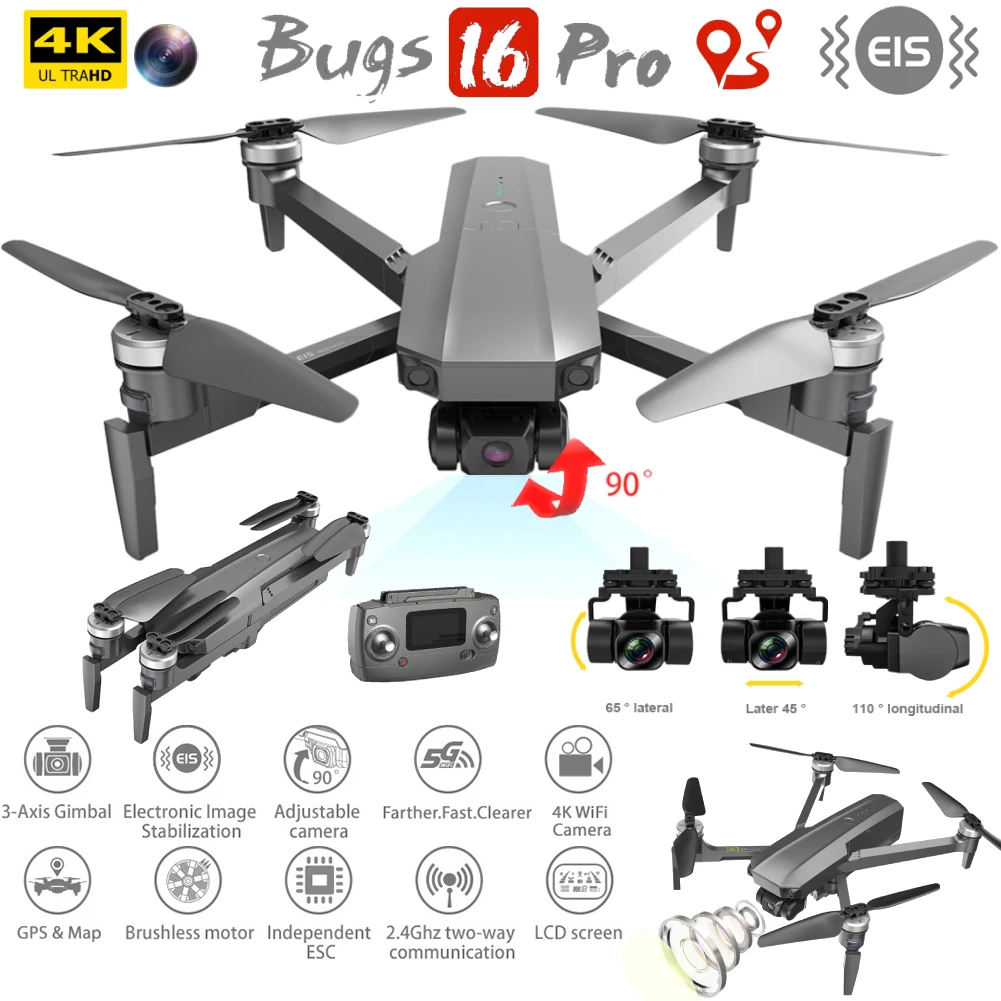 Mjx Bugs 16 Pro B16 Gps Drone 5g Wifi Fpv Mini Drone 4k Camera 3-axis ...