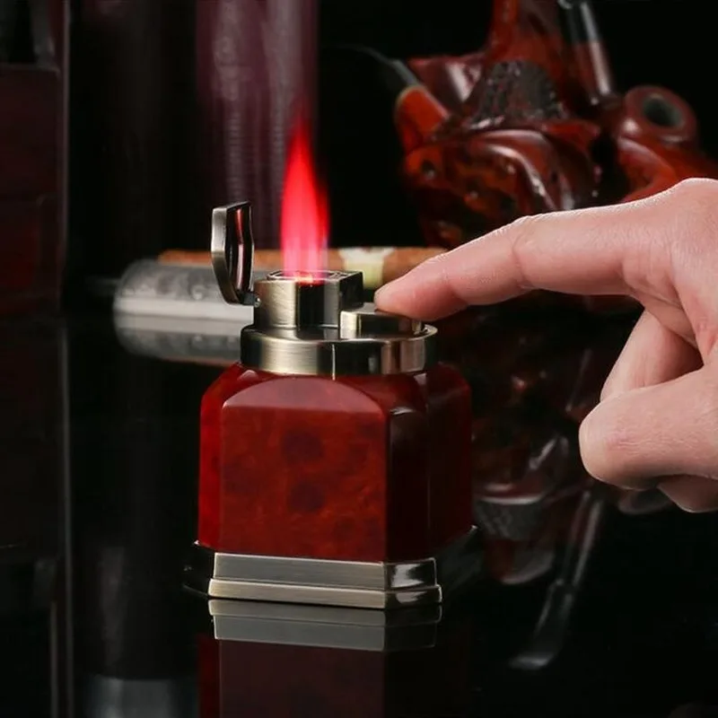 Four-Straight-Red-Flame-Metal-Desktop-Inflatable-Butane-Gas-Lighter ...
