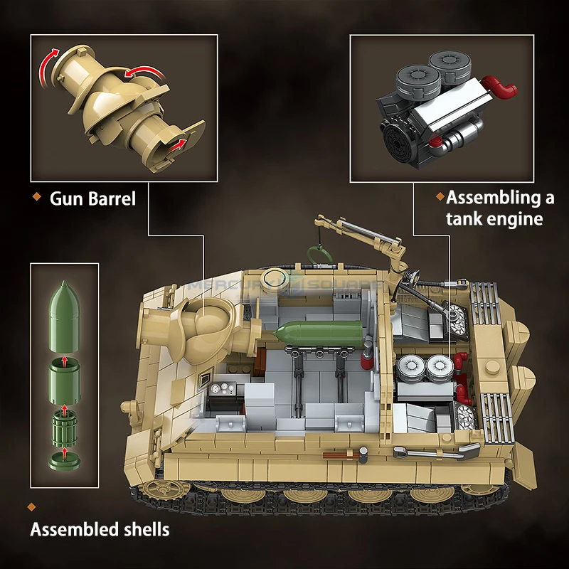 Military Vehicle Model Brick MOC 100314 Sturm Tiger German 38cm Assault ...