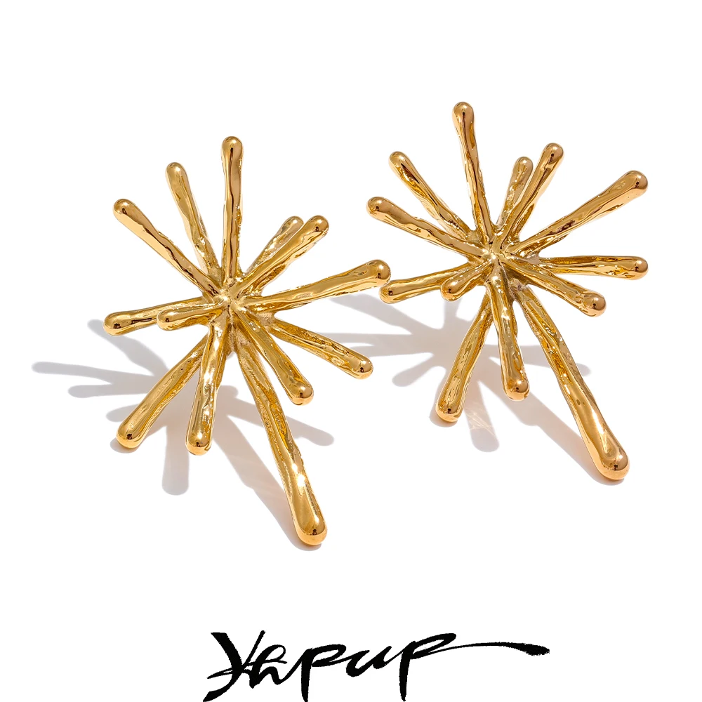 Yhpup-316L-Stainless-Steel-Cast-Textured-Firework-Stud-Earrings ...