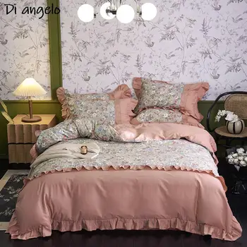 Queen King Bedding Sets Cotton Flower Digital Printing Bed Linen Duvet ...