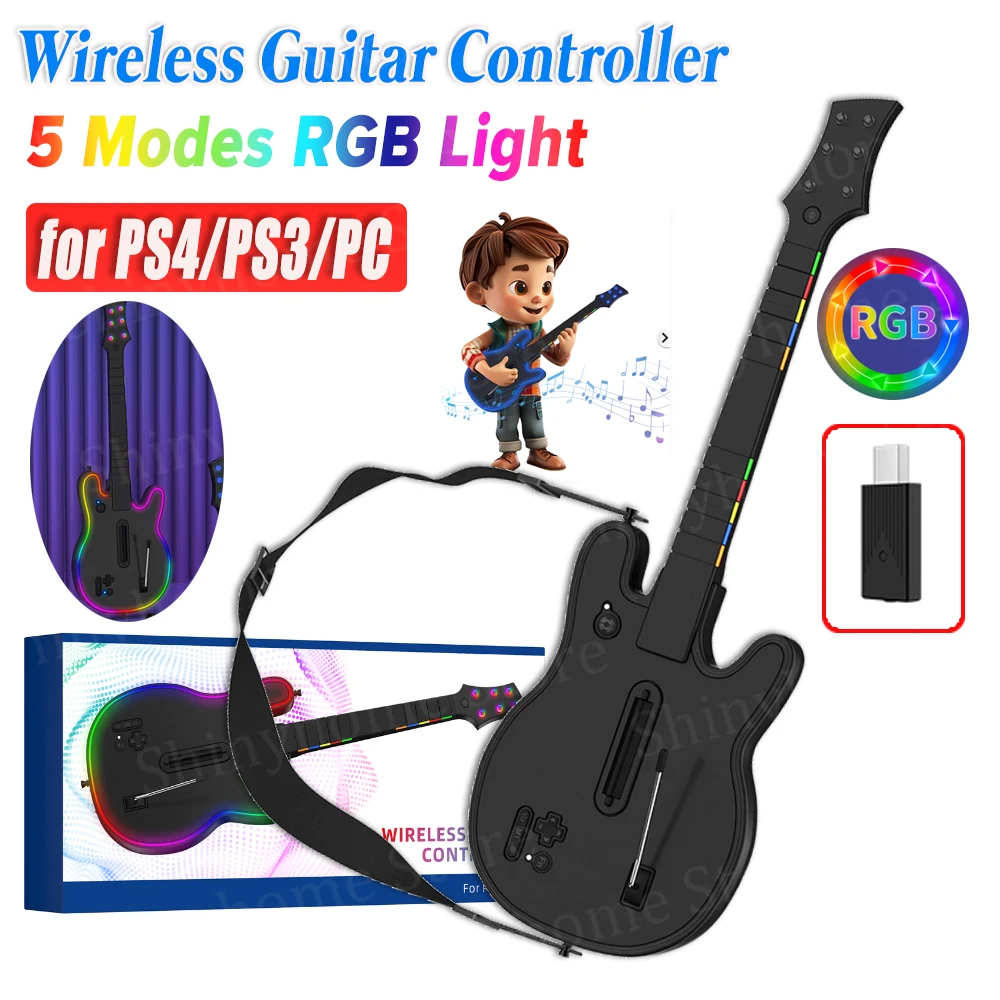 2.4G Wireless Guitar Controller for PC PS3 PS4 Compatible With Clone ...