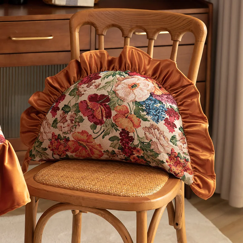 Light-Luxury-Half-Round-Dumpling-Pillow-With-Ruffle-Edge-Detachable-And ...