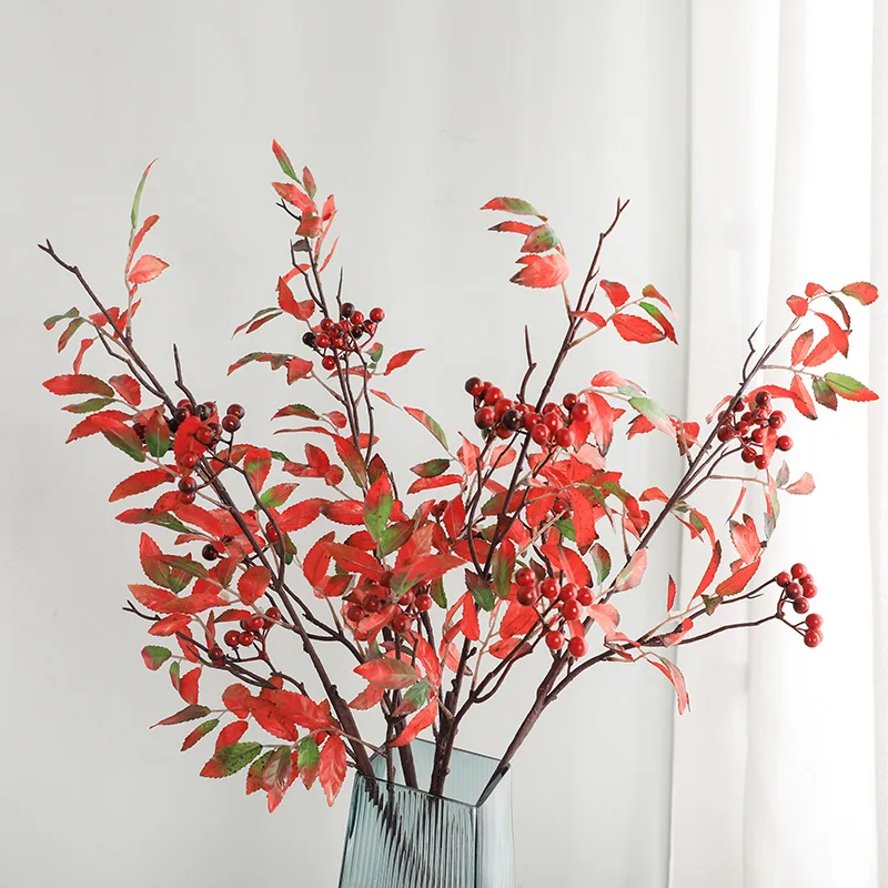 1-PCS-85cm-High-Quality-Artificial-Berry-Branch-Plant-With-Leaves-Home ...