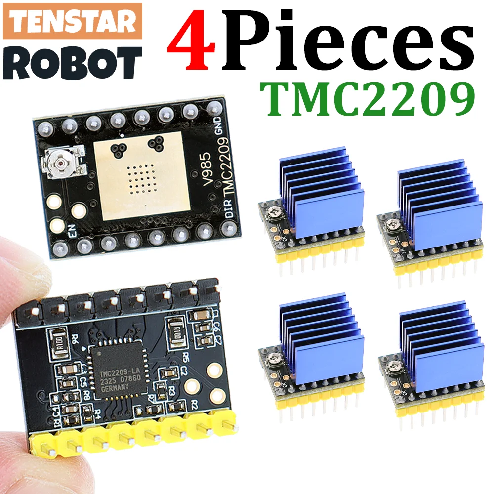 TENSTAR 4 個 TMC2209 モジュール V2.0 ヒートシンク付きステッピングモータードライバー 2A 3d プリンタ部品 256 ...
