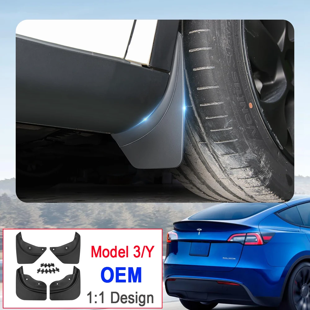 Soft-Mud-Flaps-For-Tesla-Model-Y-3-Highland-Accessories-TPE-Mudguards ...