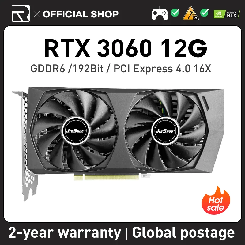 JIESHUO-NVIDIA-RTX-3060-12GB-Gaming-Graphics-Card-Dual-Fan-GPU-GDDR6 ...