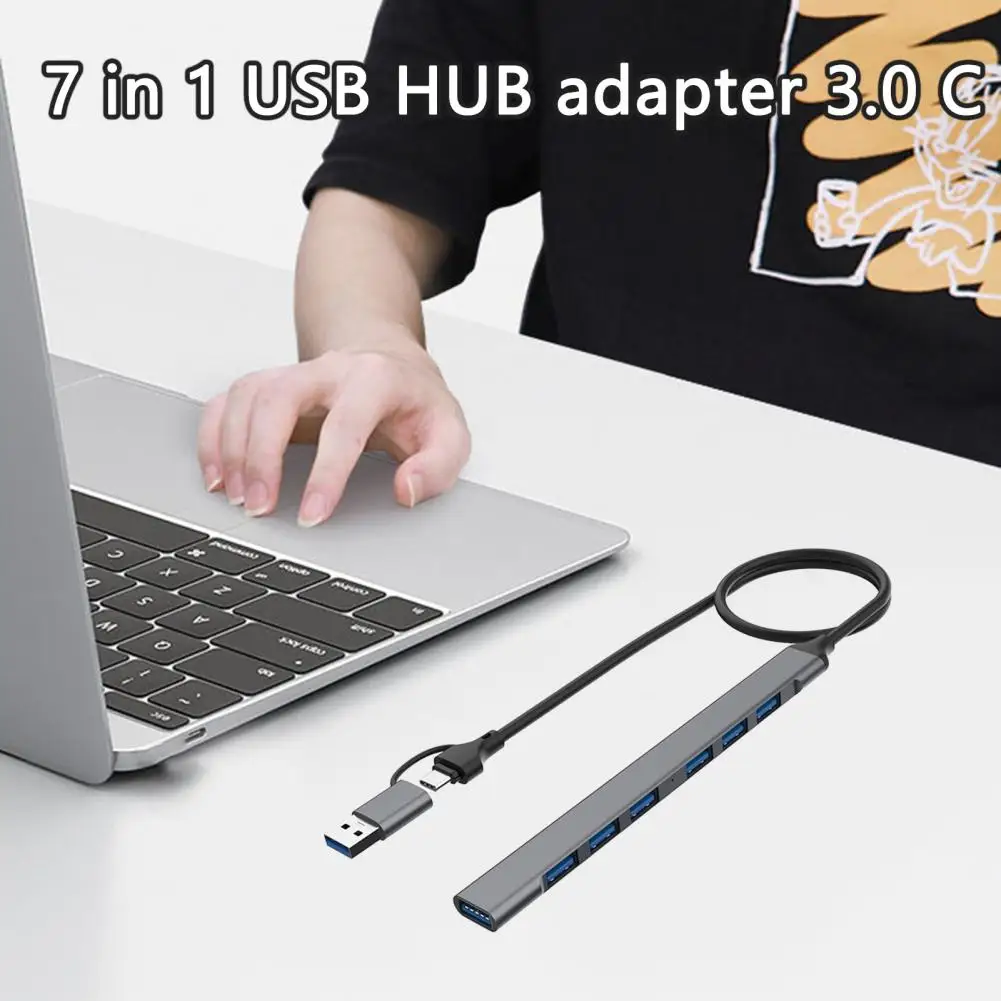 USB C Hub de transmisión de alta velocidad, expansión de función de 7 puertos, adaptador divisor ...