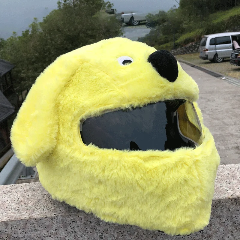 Motorcycle-Helmet-Cartoons-Plush-Helmet-Protective-Cover-Helmet-Full ...