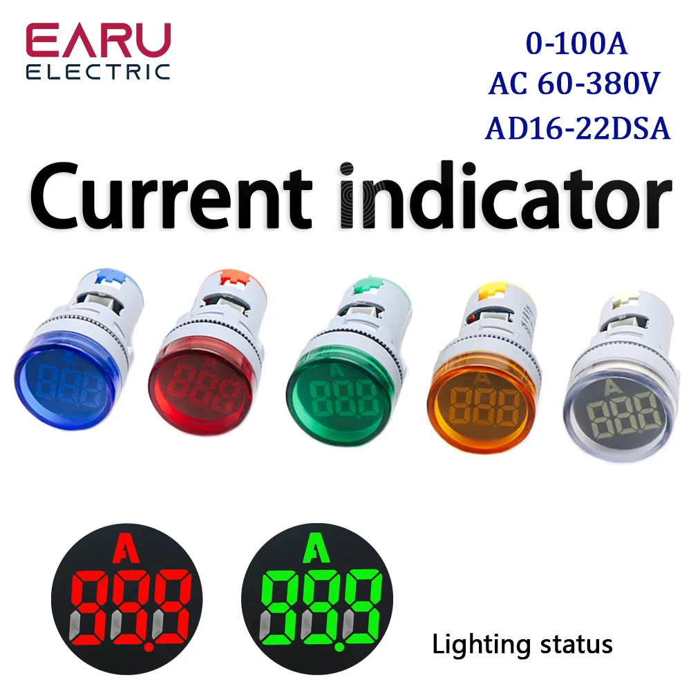 22MM-AD16-22DSA-0-100A-Digital-Ammeter-Current-Meter-Indicator-Led-Lamp ...