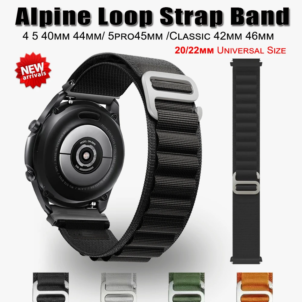 20mm 22mm Alpine Loop Strap For Samsung Galaxy Watch Active 2/gear S3 44mm 40mm Nylon Elastic ...