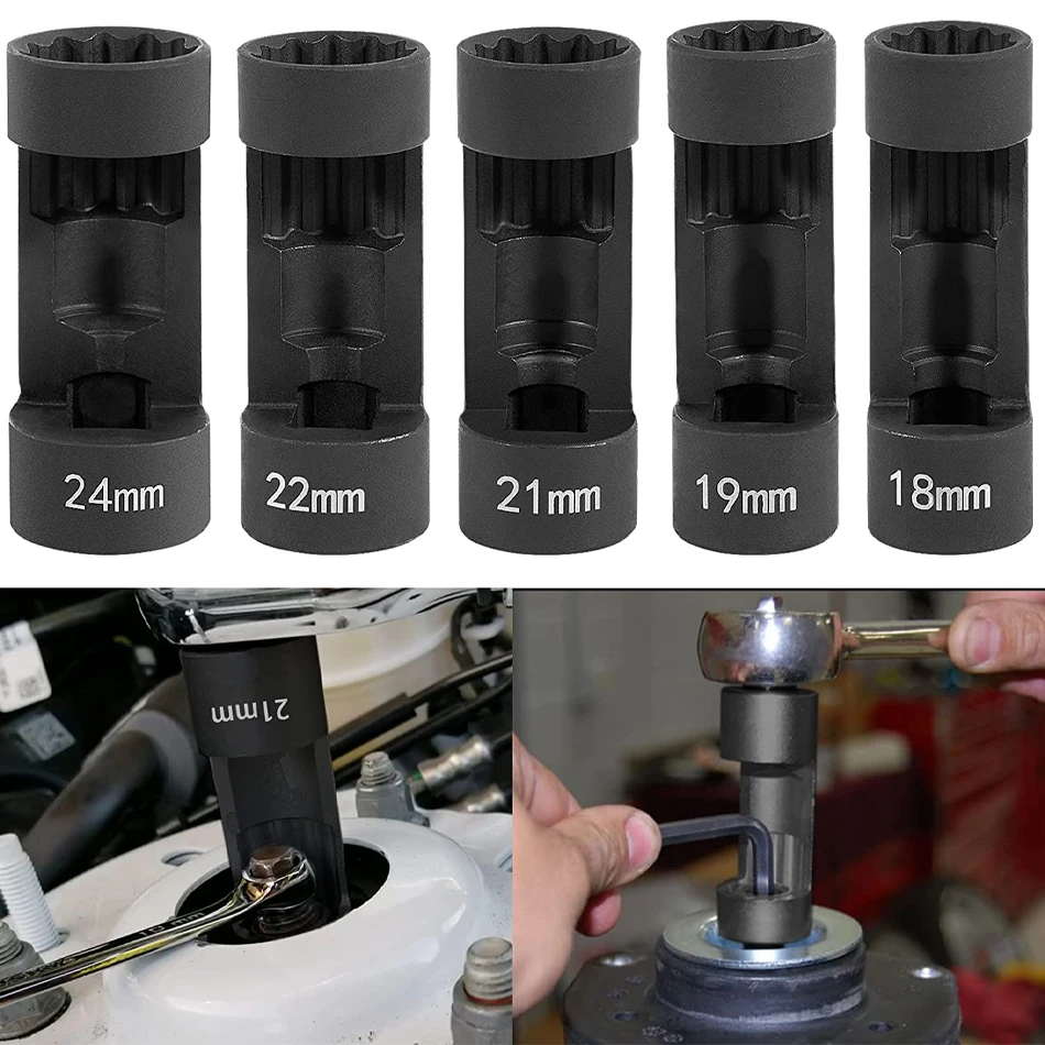 TM 5pcs Strut Nut Socket 18mm 19mm 21mm 22mm 24mm with 12 Point 1/2 ...