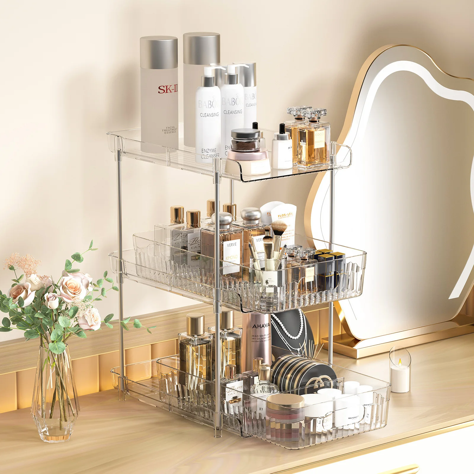 Under the sink makeup storage store