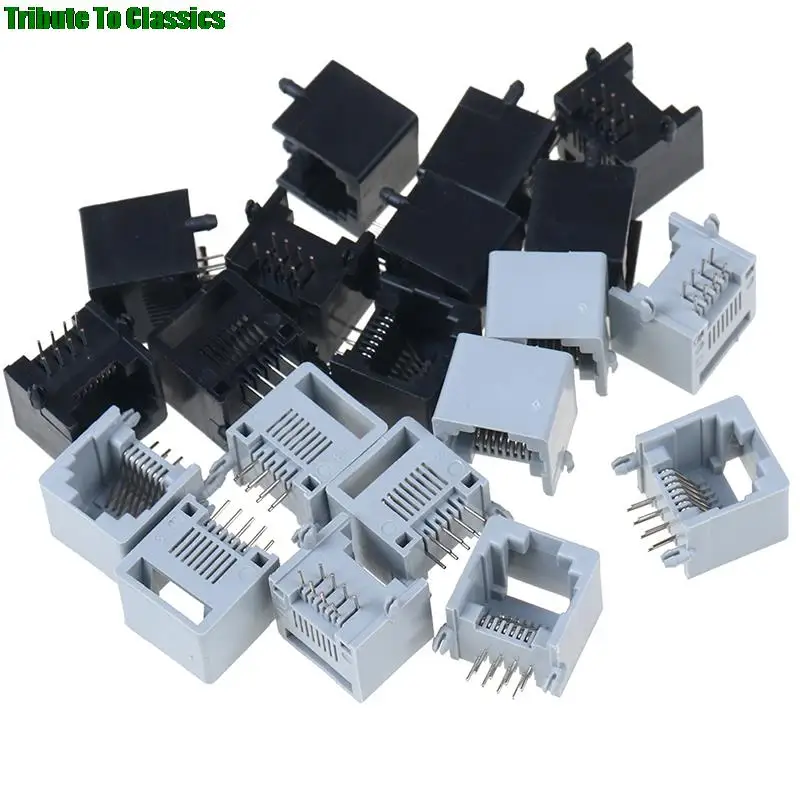 10pcs/lot RJ45 8P8C Computer Internet Network PCB Jack Socket Black ...