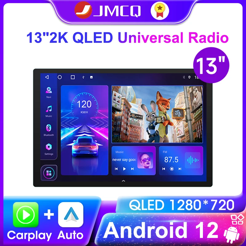 JMCQ-2Din-13-inch-Android-12-Car-Radio-2K-1920-1200P-QLED-Universal ...
