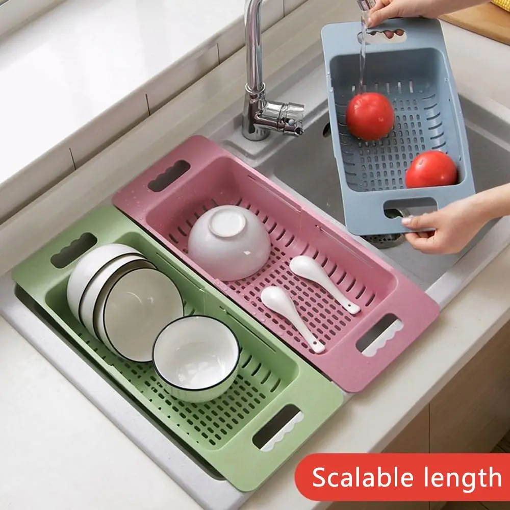 Kitchen-Retractable-Sink-Drain-Rack-Drain-Basket-Dish-Shelf-Multi ...