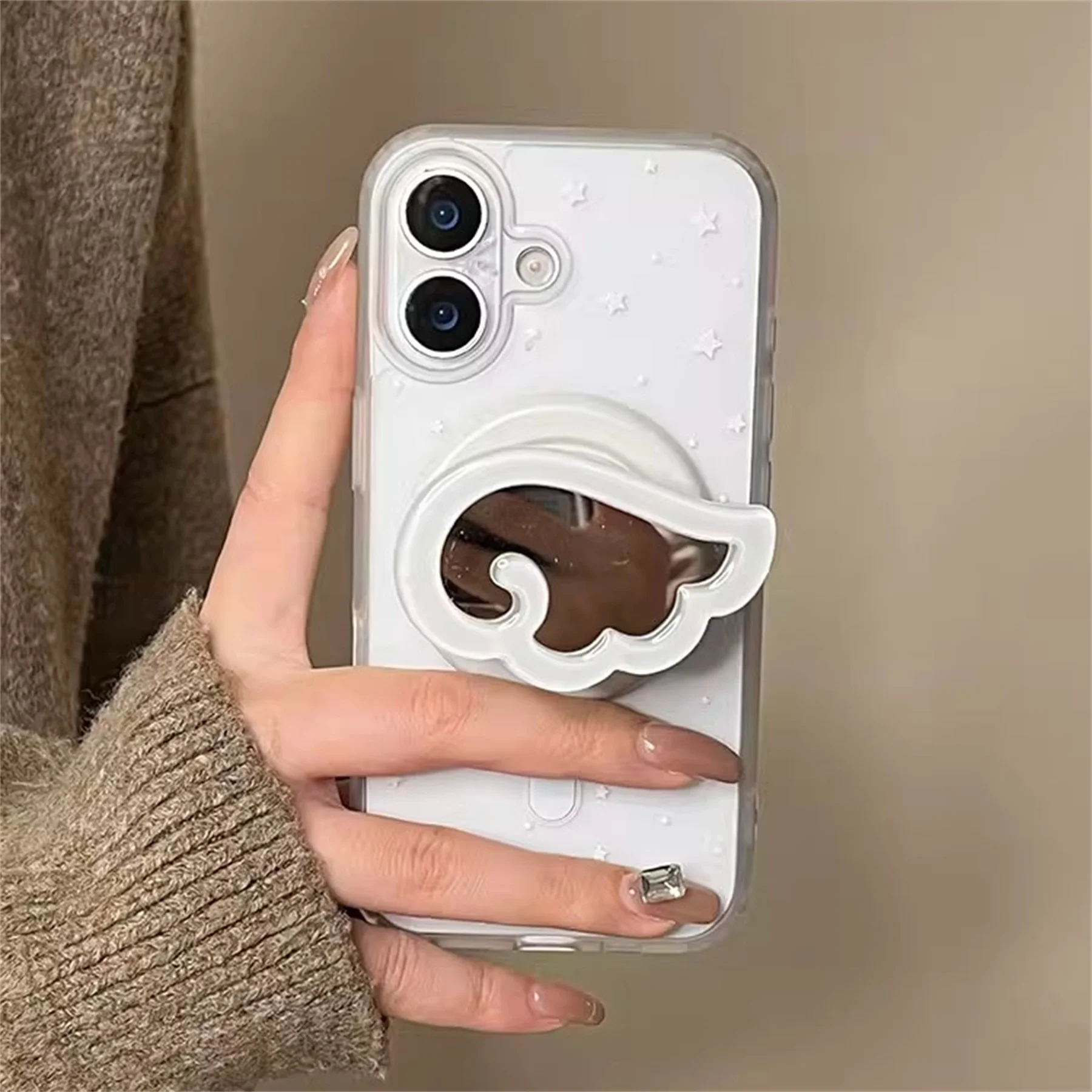 Korean Cute 3D Wings Makeup Mirror for Magsafe Griptok Phone Holder ...