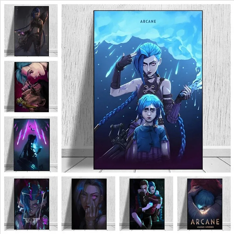 Game-Arcane-Series-Animation-League-of-Legends-Jinx-Vi-Canvas-Painting ...