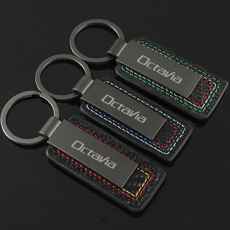 Car-Styling-Leather-Keychain-Metal-Key-Rings-Chain-for-SKODA-OCTIVIA ...