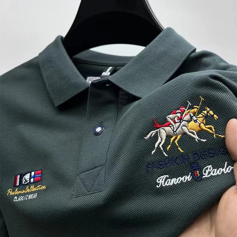 Polo-de-manga-corta-con-bordado-de-marca-para-hombre-camiseta-con ...