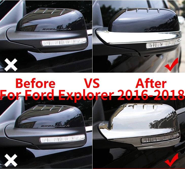 CAPQX-2PCS-For-Ford-Explorer-2016-2018-ABS-Chrome-Side-Mirror-Rearview ...