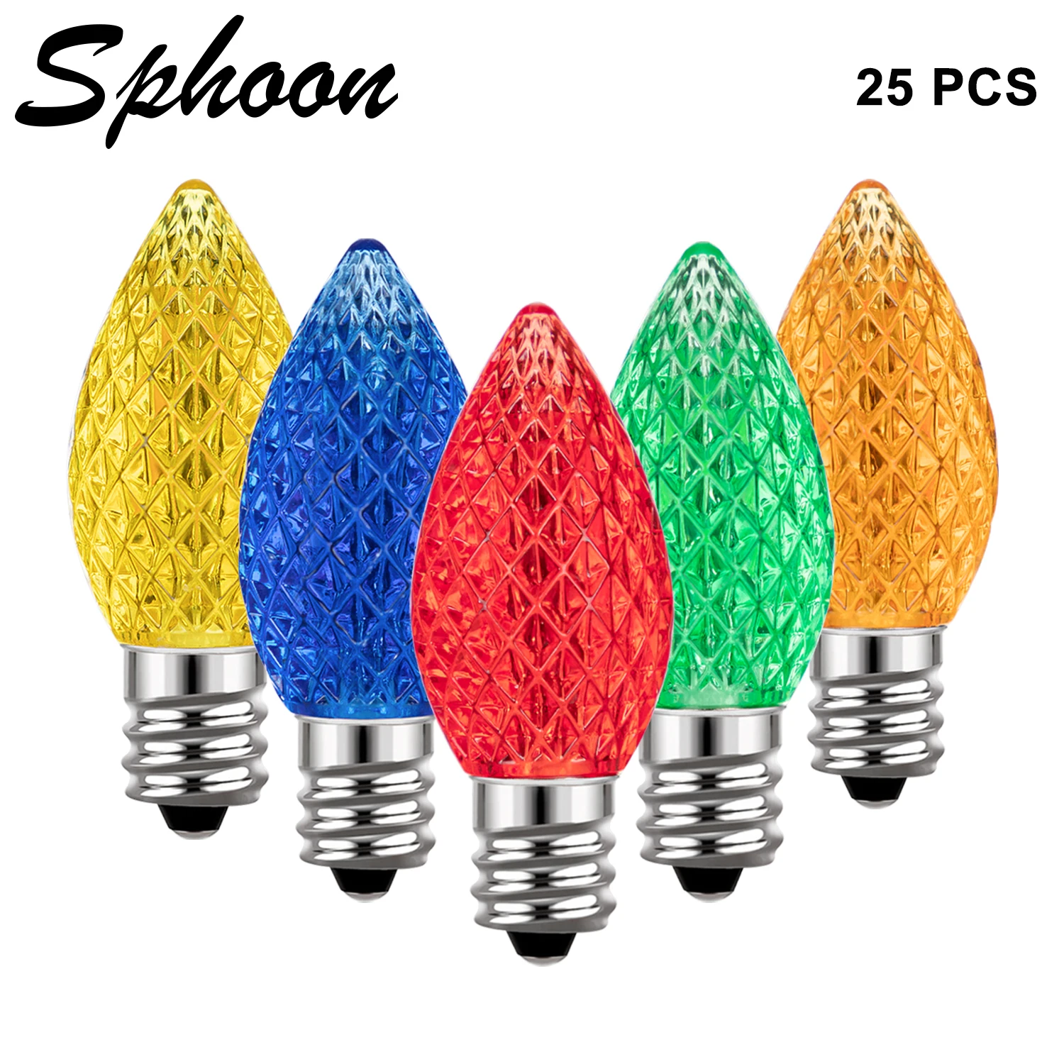 25pcs C7 LED Faceted Candle Light Bulb RGB E12 Base 110V 220V ...