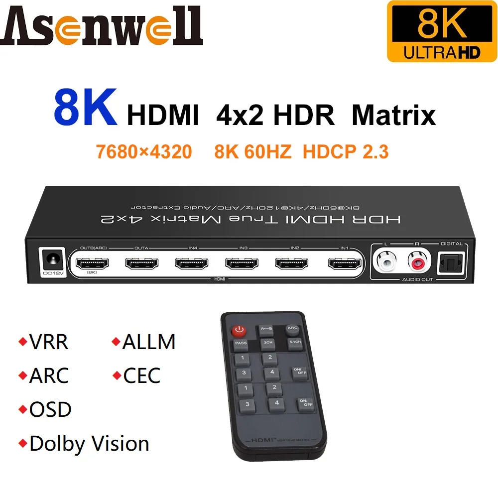 8K-HDMI-Matrix-4x2-Switch-HDMI-Splitter-4-en-2-Out-4K120Hz-ARC-CEC-UHD ...