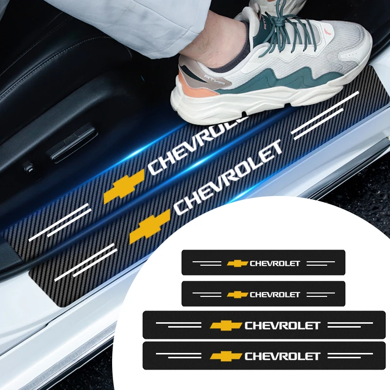 4Pcs Car Door Plate Carbon Fiber Threshold Protector Sticker Decals for ...