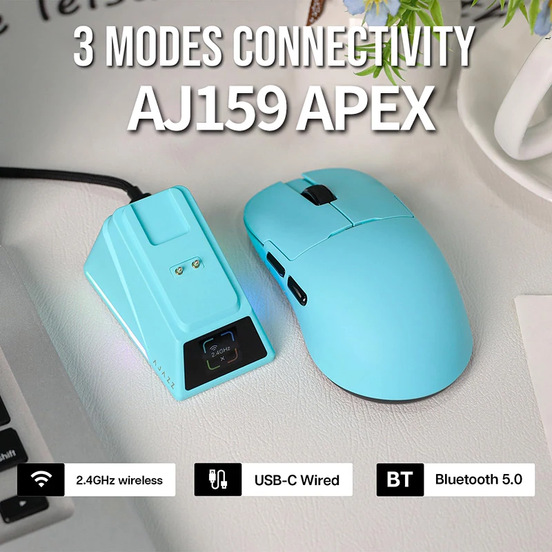 AJAZZ-AJ159-APEX-Wireless-Gaming-Mouse-W-RGB-Magnetic-Charging-Base-PAW3950-Sensor-400mAh ...