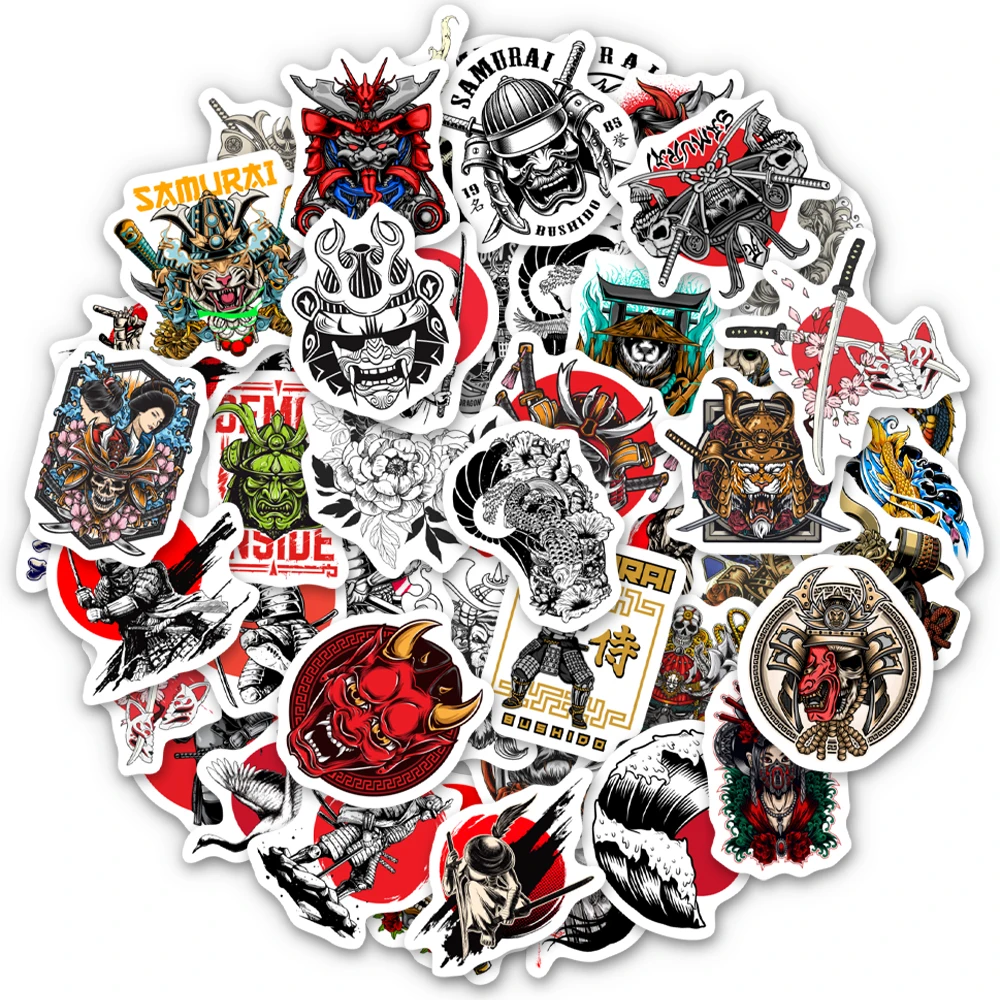 Japanese Samurai Sticker Set: Versatile & Waterproof