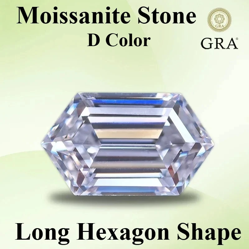 Moissanite Diamond D Color Long Hexagon Shape Special Cut Lab Grown ...