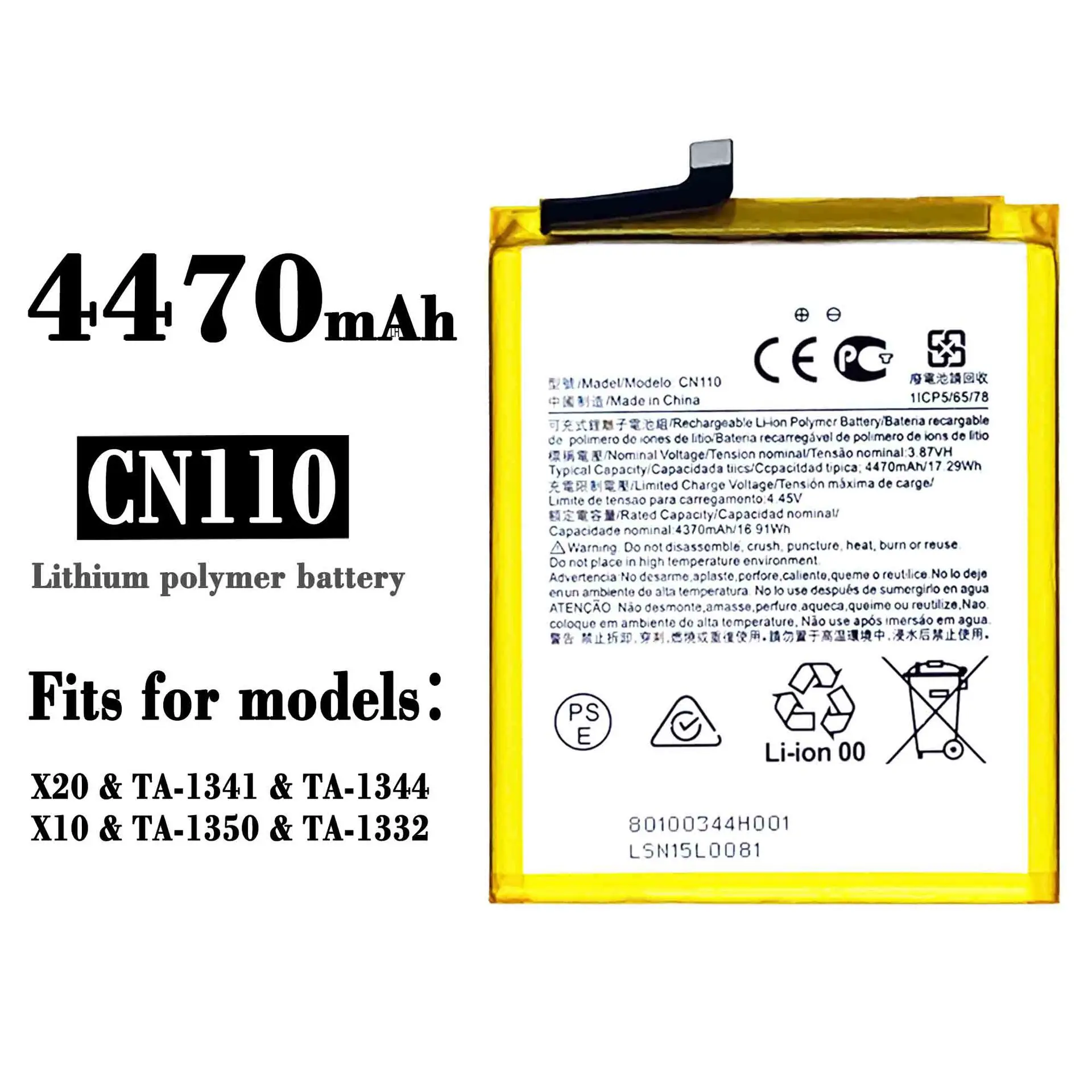 CN110 100% Orginal High Quality Replacement Battery For Nokia X20 TA 1341 TA 1344 X10 TA 1350 TA ...
