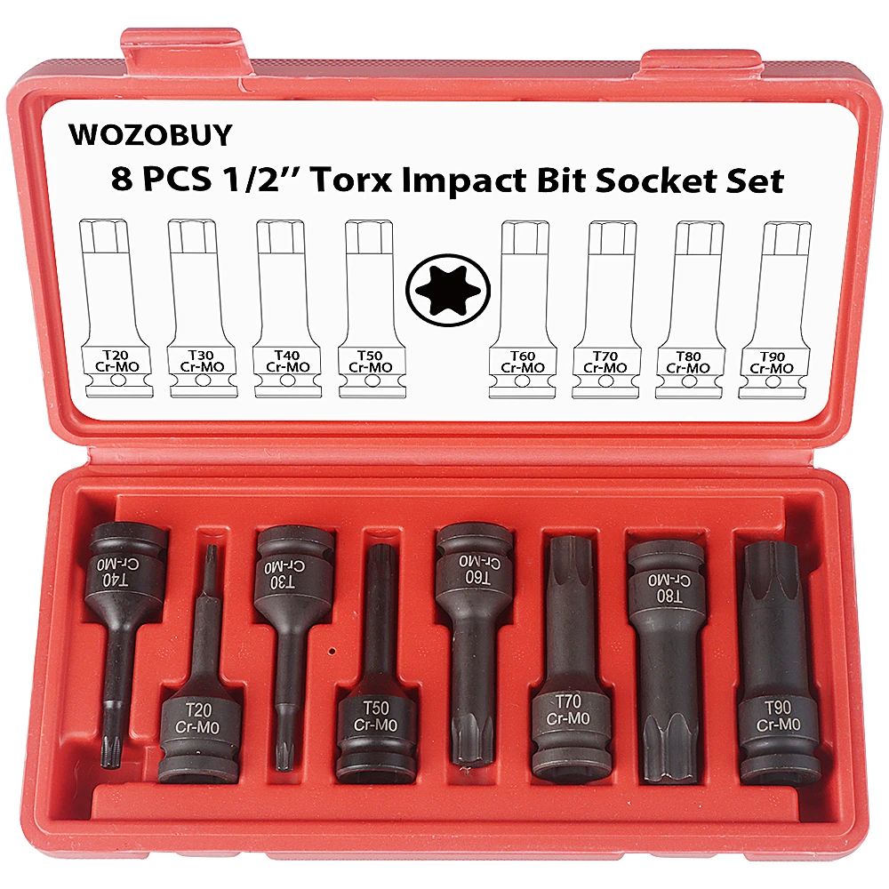 WOZOBUY 8pcs Impact Hex Allen Bit or Torx Bit Socket Set or XZN Triple ...