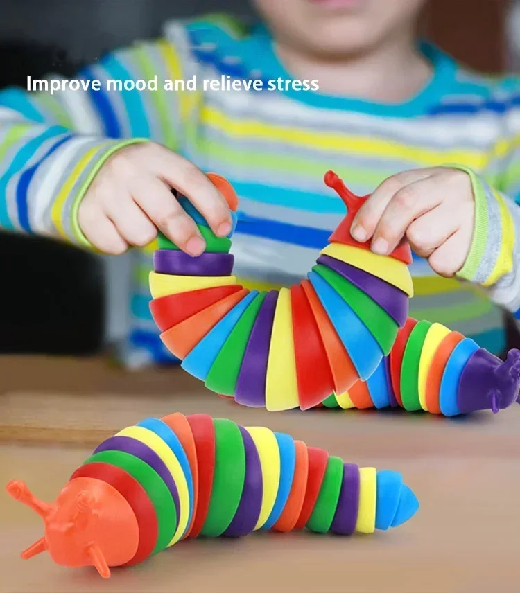 New-20pc-Sensory-Fidget-Slug-Toy-For-Kids-And-Adults-Exercise-Wrist ...