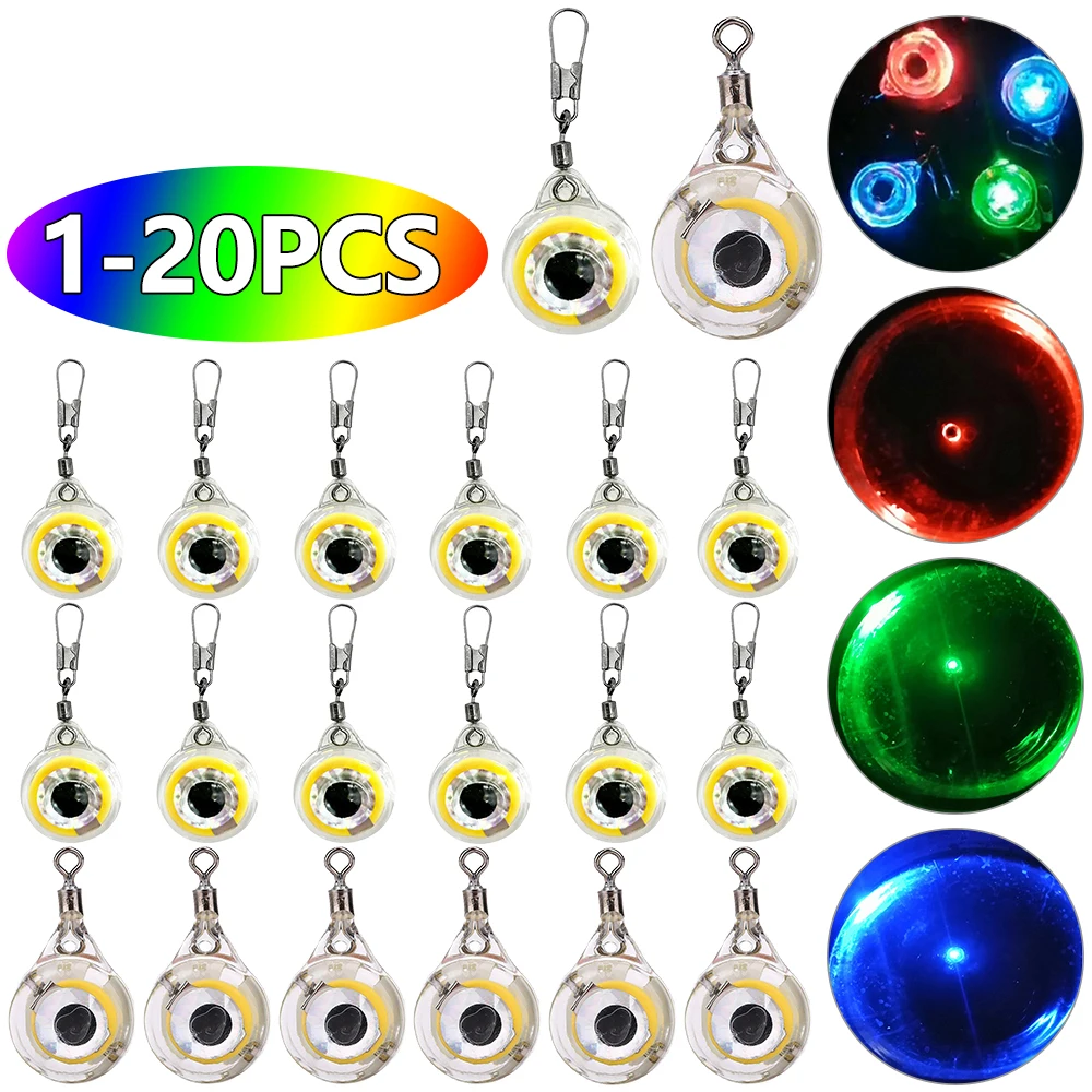 1-20pcs Mini Fishing Lure Light Led Deep Drop Underwater Eye Shape ...