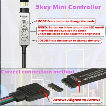 RGB LED Strip Lights para decoração de casa, 5050, Bluetooth, APP, IR ...